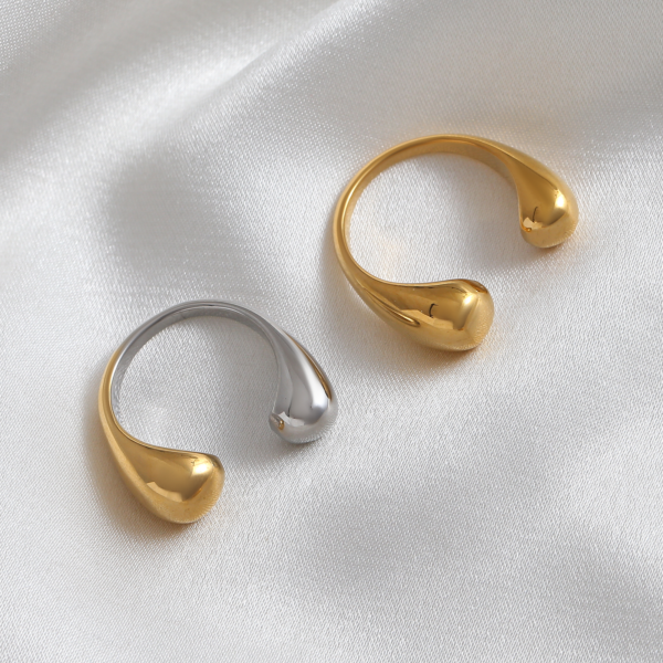 Simple Geometric Open Ring (Gold or Gold-Silver Stainless Steel) - Pure ...