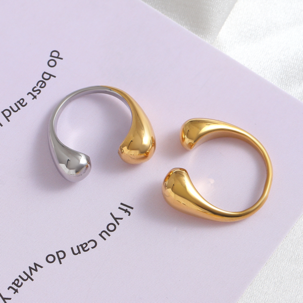 Simple Geometric Open Ring (Gold or Gold-Silver Stainless Steel) - Pure ...
