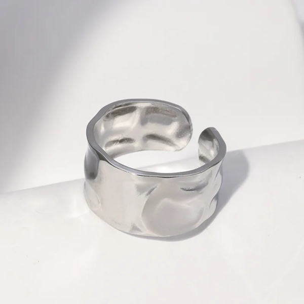 Chunky Geometric Open Ring in Silver Stainless Steel - Pure Reflections ...